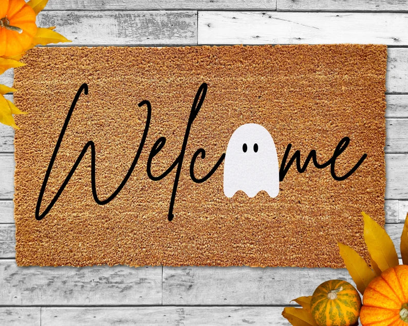 Welcome Ghost, Halloween door mat – Metal Address Signs