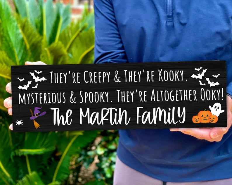 "They're Creepy and Kooky" Personalized Halloween plank – Metal Address ...
