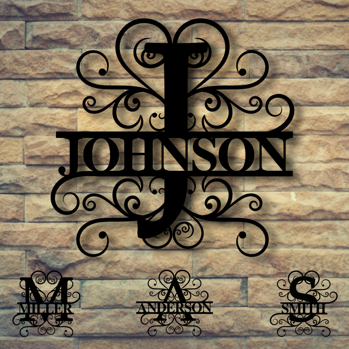 Decorative Split Letter Monogram Sign – Metal Address Signs