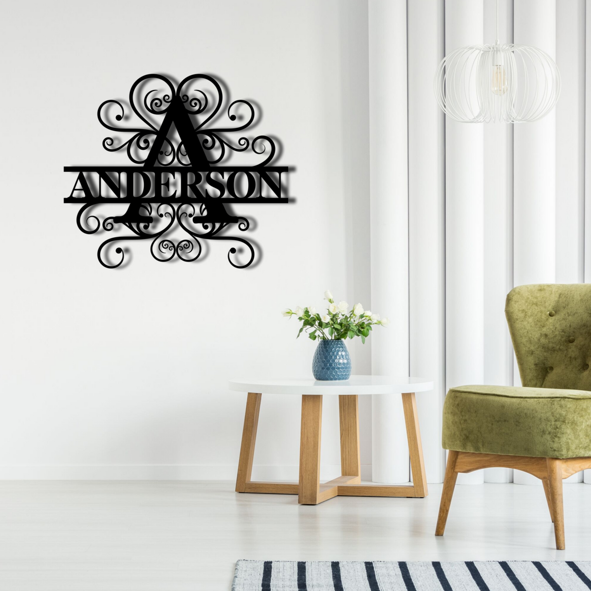 Decorative Split Letter Monogram Sign – Metal Address Signs