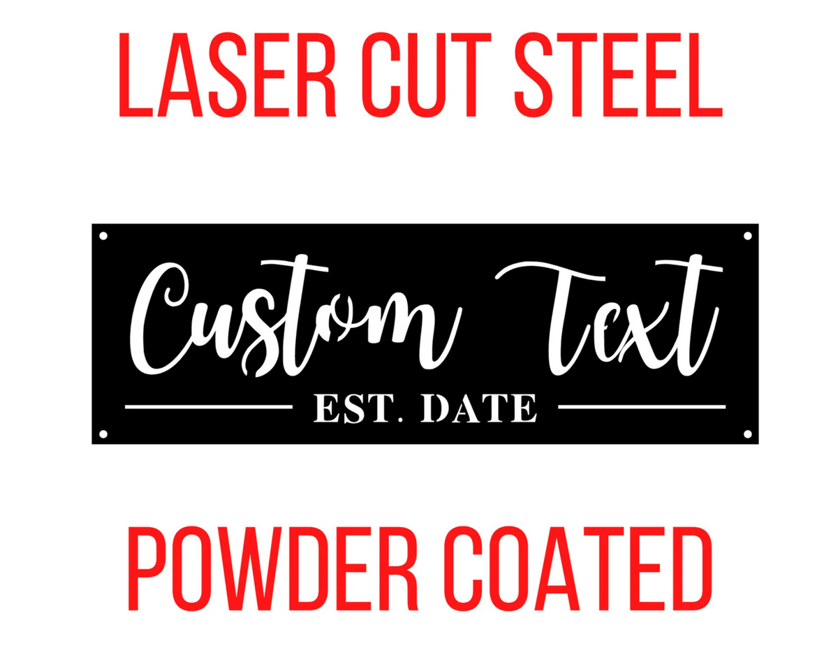 Custom Cursive Font Metal Family Name and Established Year Sign for yo ...