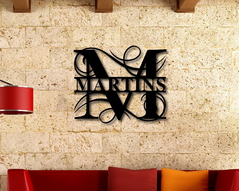 Sharp Split Letter Monogram Sign – Metal Address Signs