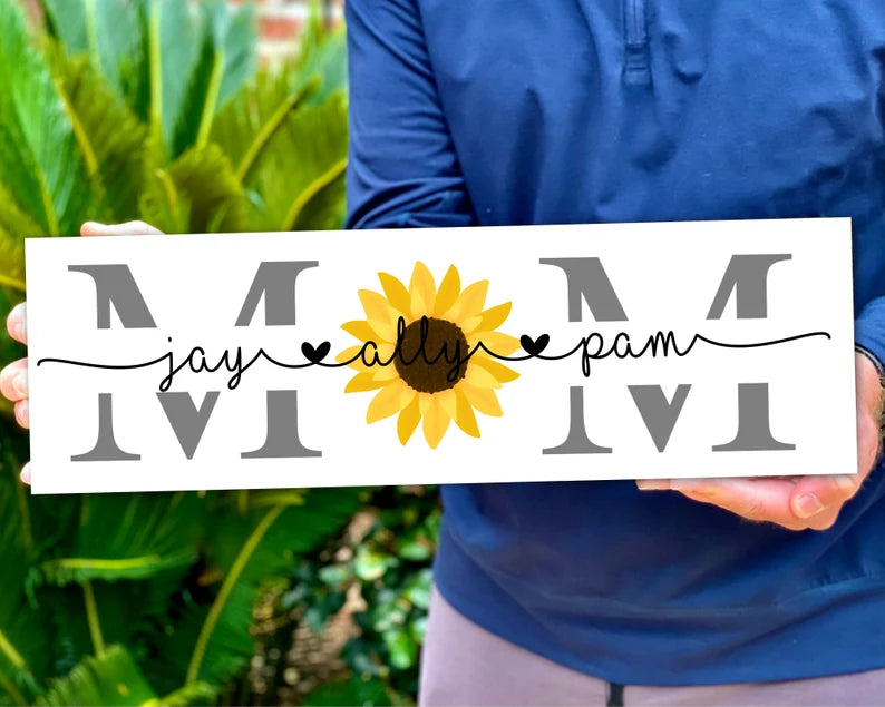 Wooden Sunflower Mom Sign – Metal Address Signs