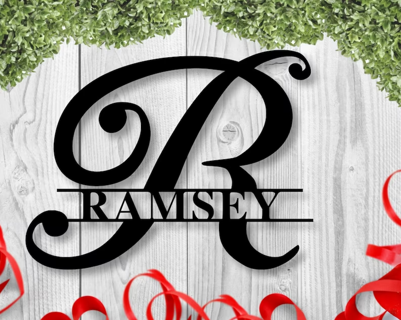 Split Letter Monogram Sign – Metal Address Signs