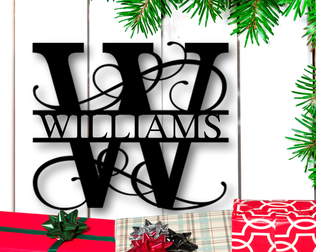 Loopy Split Letter Monogram Sign – Metal Address Signs