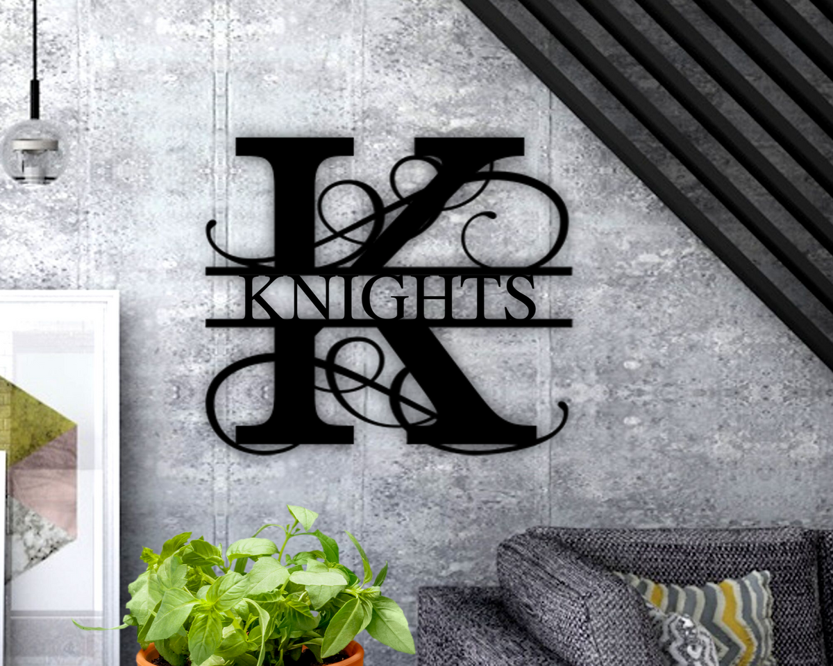 Loopy Split Letter Monogram Sign – Metal Address Signs