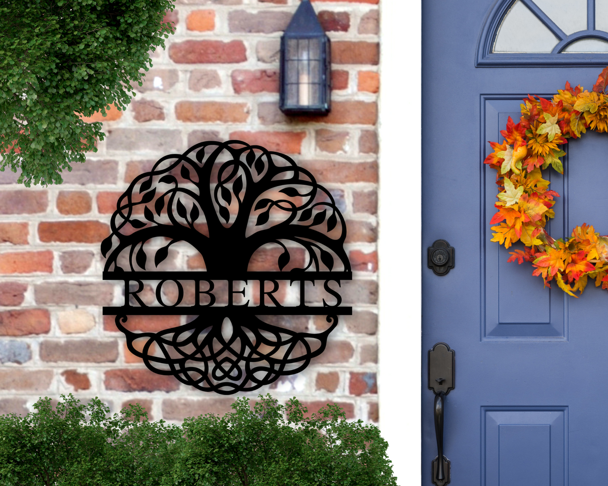 Tree of Life Monogram Sign – Metal Address Signs